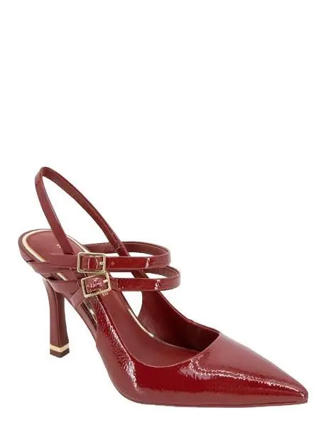 KENNETH COLE Raquel Pointed Toe Slingback Pumps - Rio Red Patent