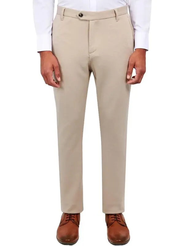 BROOKLYN BRIGADE Slim Fit Knit Dress Pants - Tan
