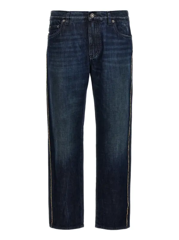 Dolce & Gabbana Fringed Stitching Jeans - Blue