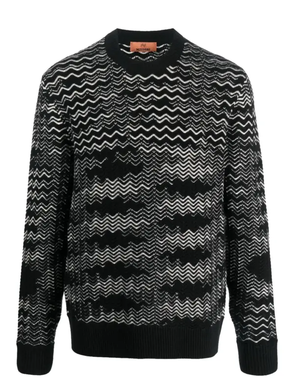 Missoni Chevron Wool Blend Sweater - Black