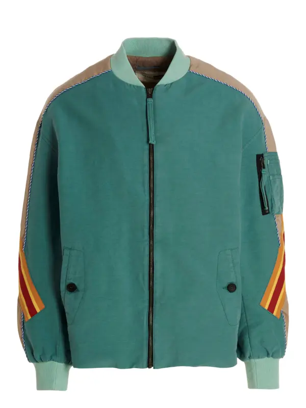 INCOTEX RED X FACETASM Contrast Band Bomber Jacket - Light Blue