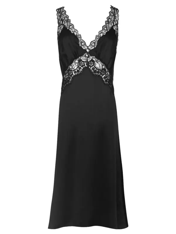 Saint Laurent Satin Short Dress - Black