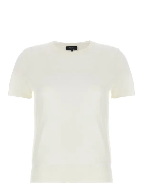 Theory Short Sleeve Wool Sweater - White
