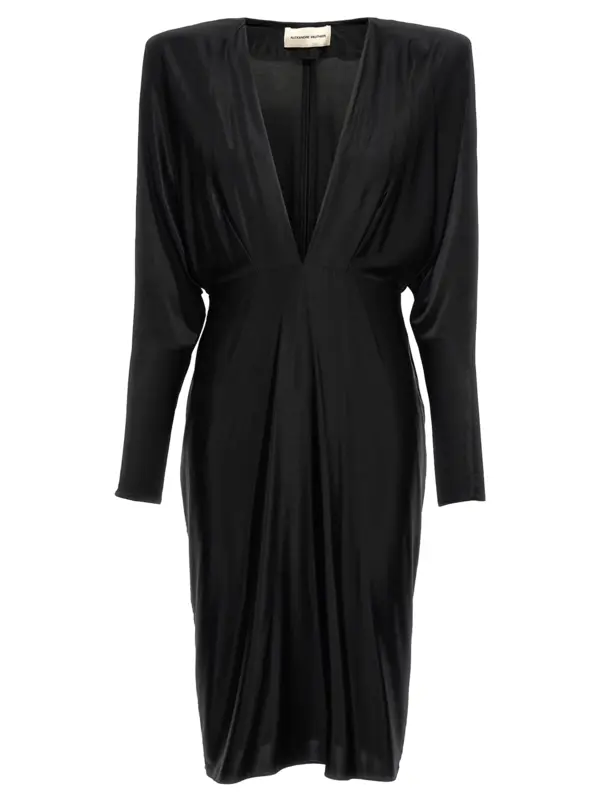 Alexandre Vauthier V-neck Jersey Dress - Black