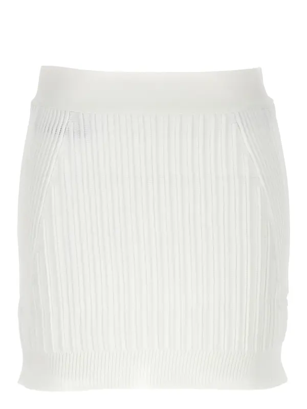 Herve Leger Ottoman Mini Skirt - White