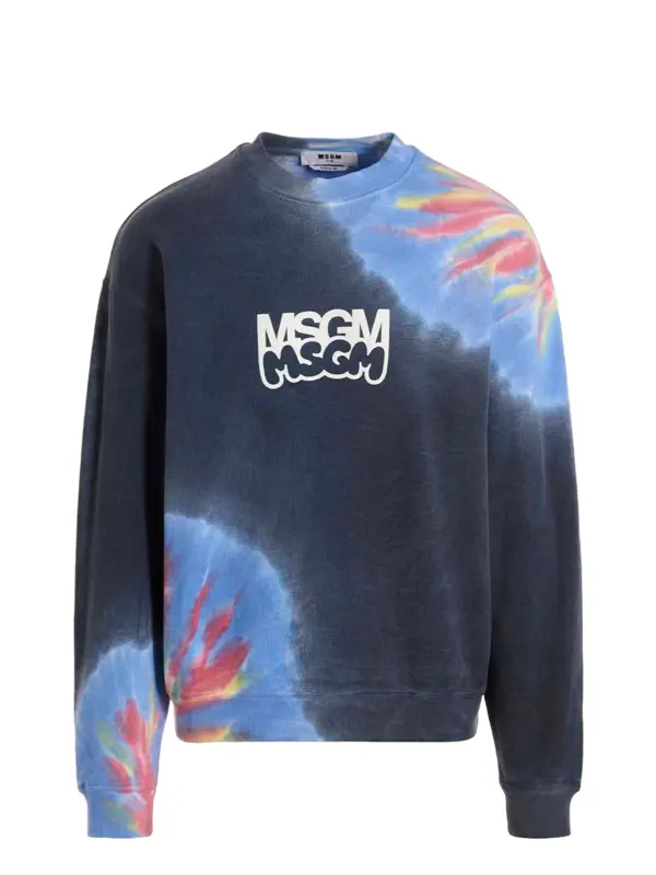 MSGM Logo Print Tie Dye Sweatshirt Burro Studio - Multicolor