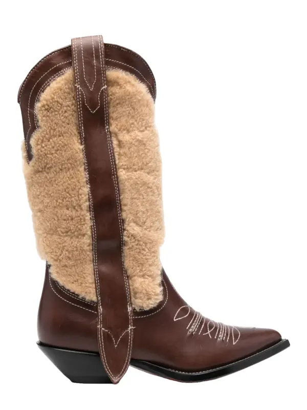 SONORA Embroidered Leather Texan Boots - Brown