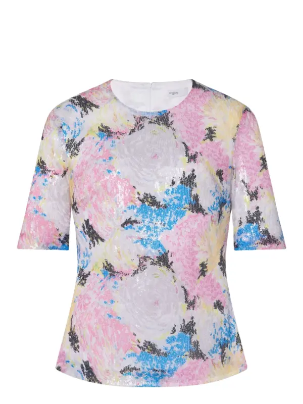 Rosetta Getty Floral-print Sequin-embellished T-shirt - Pink