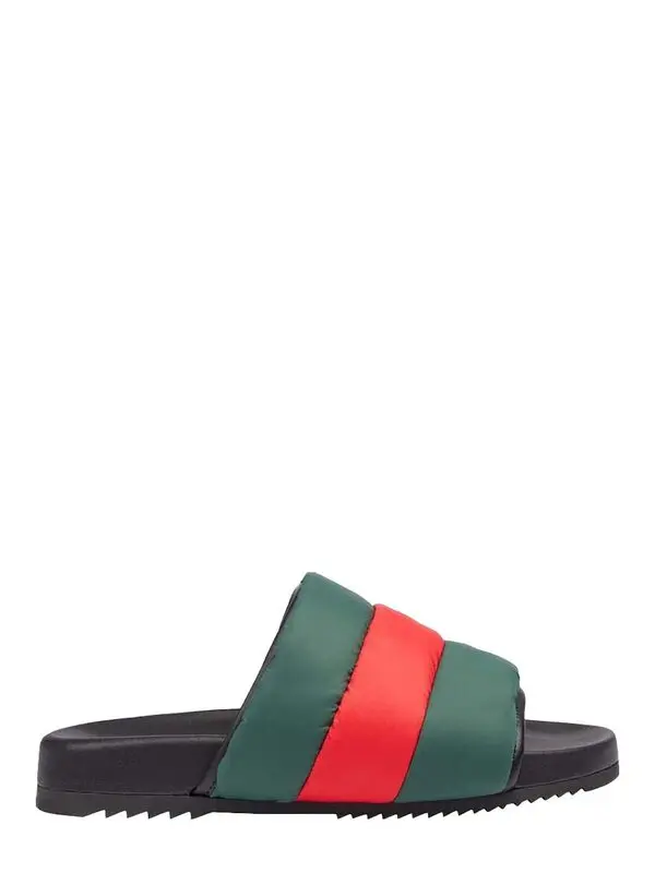 Gucci Padded Web Slide - Red/green