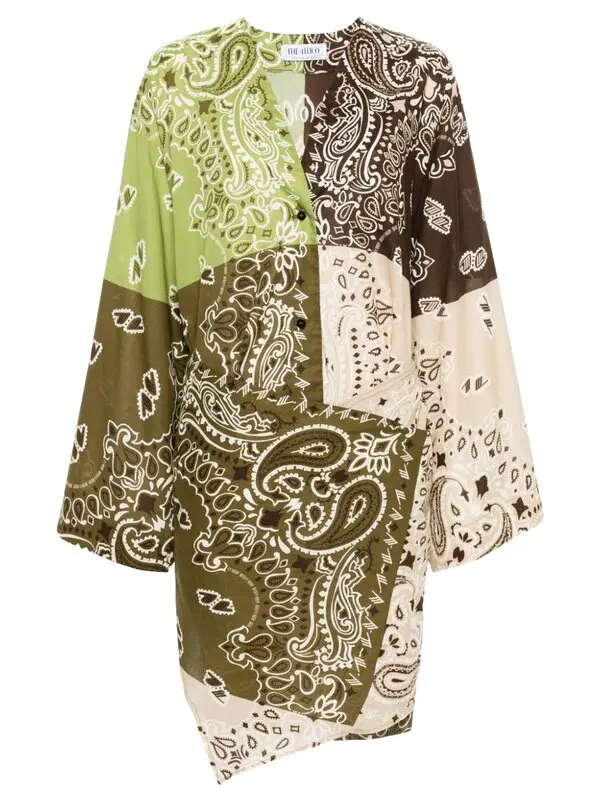 Attico Paisley-print Cotton Mini Dress - Brown