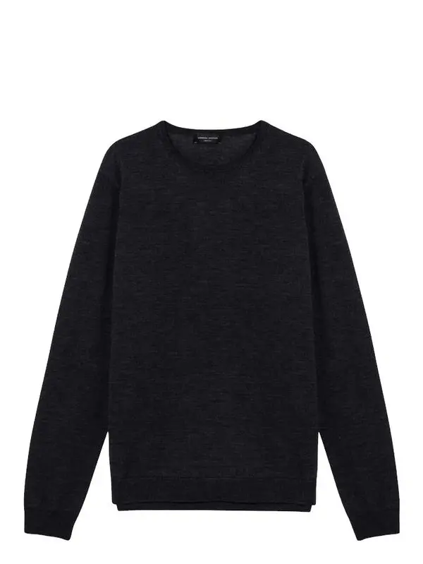 ROBERTO COLLINA Anthracite Merino Wool Crew-neck Sweater - Grey
