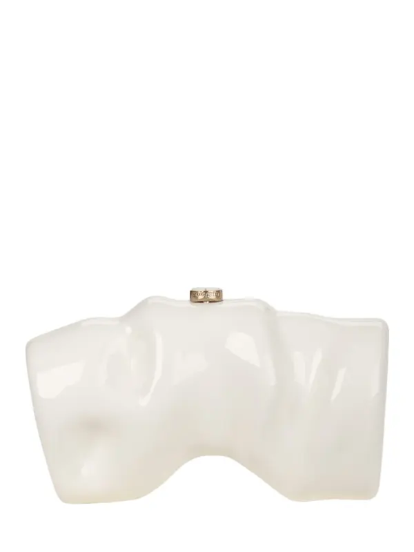 Cult Gaia Scrunch Acrylic Clutch Bag - White