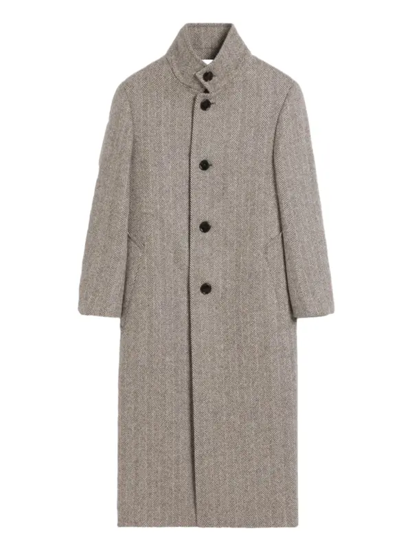 Ami High-neck Wool Coat - Brown