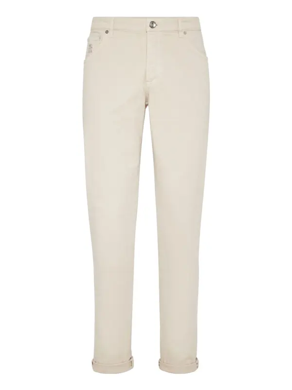 Brunello Cucinelli Logo-embroidered Jeans - Neutrals