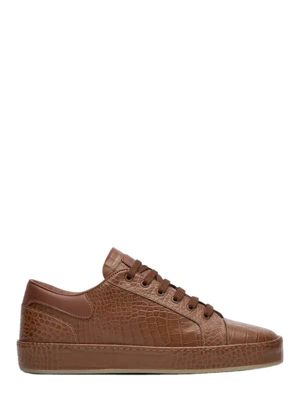 GIUSEPPE ZANOTTI Brazileiro Croc-effect Low-top Sneakers - Legno