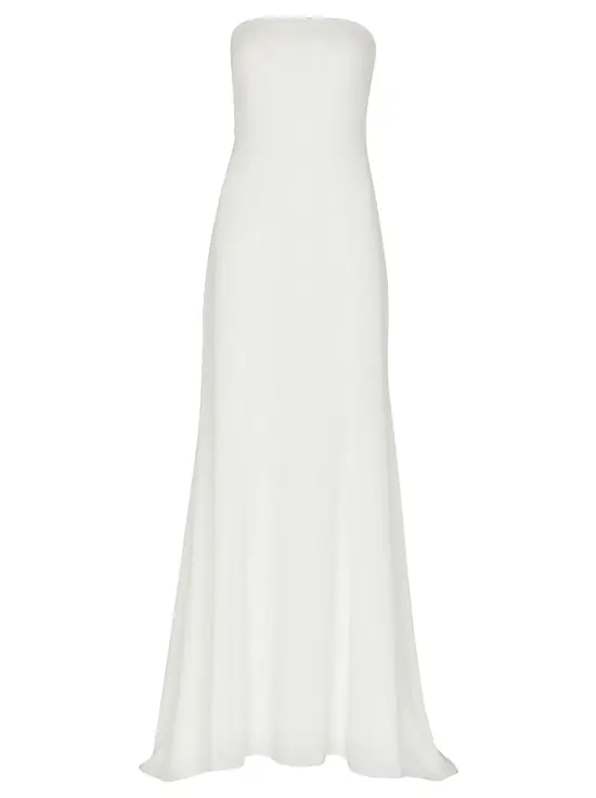 Whistles Ellis Strapless Woven Wedding Dress With Bow Detail - Ivory
