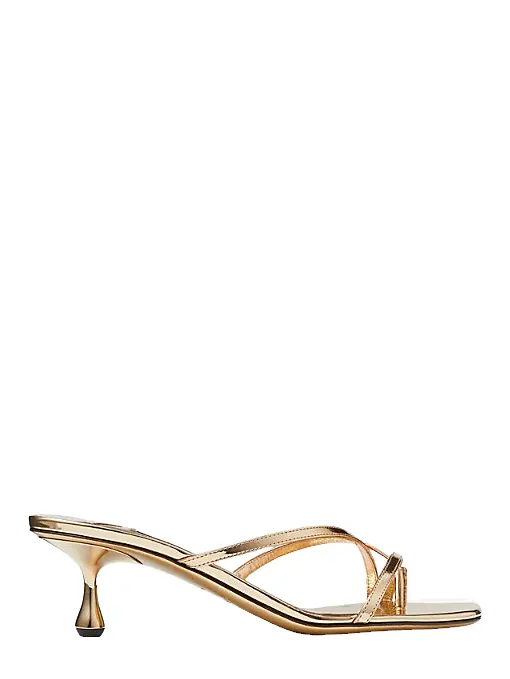 JIMMY CHOO Etana 50 Leather Heeled Mules - Gold