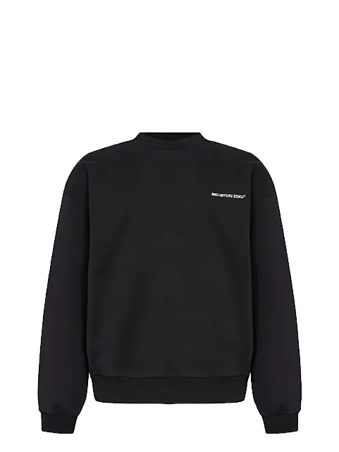 MKI MIYUKI ZOKU Uniform Branded-print Cotton-blend Sweatshirt - Black