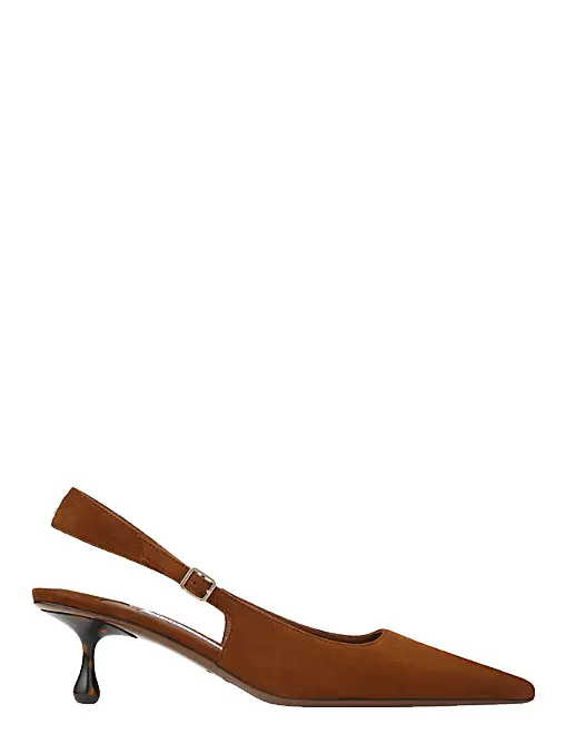 JIMMY CHOO Amel 50 Suede Slingback Heeled Courts - Tan/tortoise