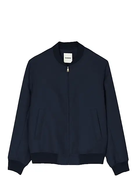 Sandro Wool-blend Regular-fit Jacket With Elasticated Cuffs - Bleus