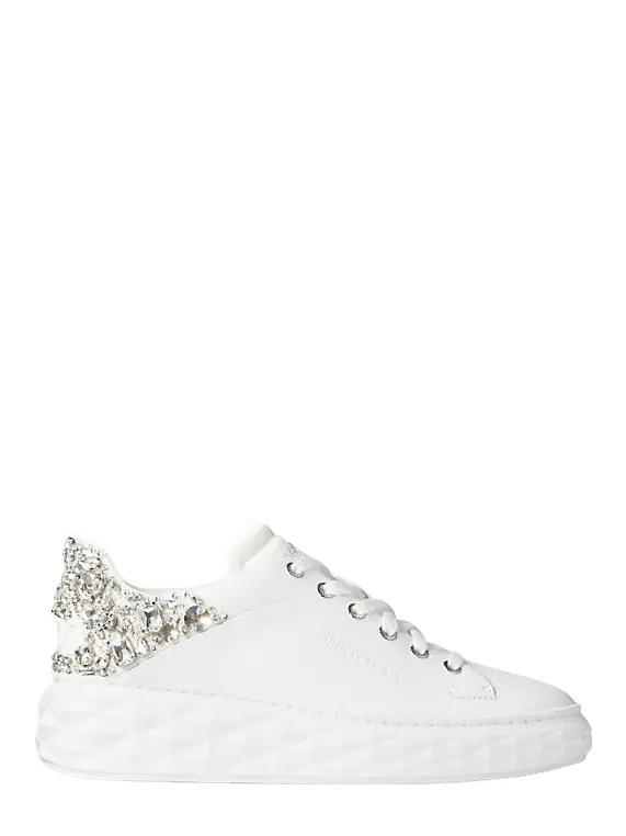 JIMMY CHOO Diamond Maxi Sequin-embellished Low-top Trainers - X White/silver