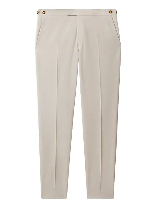 REISS Slim-fit Tapered-leg Woven-blend Trousers - Stone