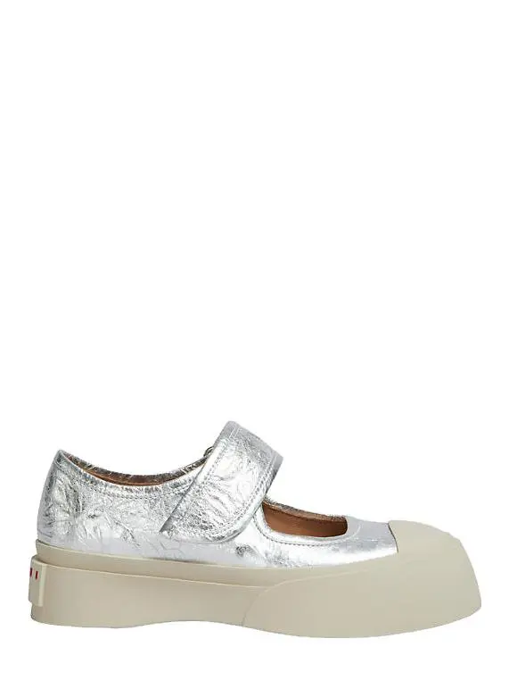 Marni Pablo Metallic-leather Mary Jane Trainers - Silver