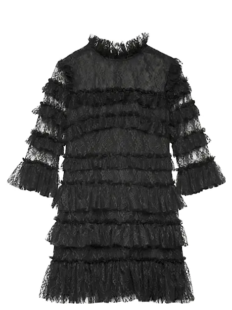 MALINA Carmine Tiered Lace Mini Dress - Black