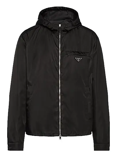 Prada Re-nylon Brand-plaque Hooded Polyamide Jacket - Black