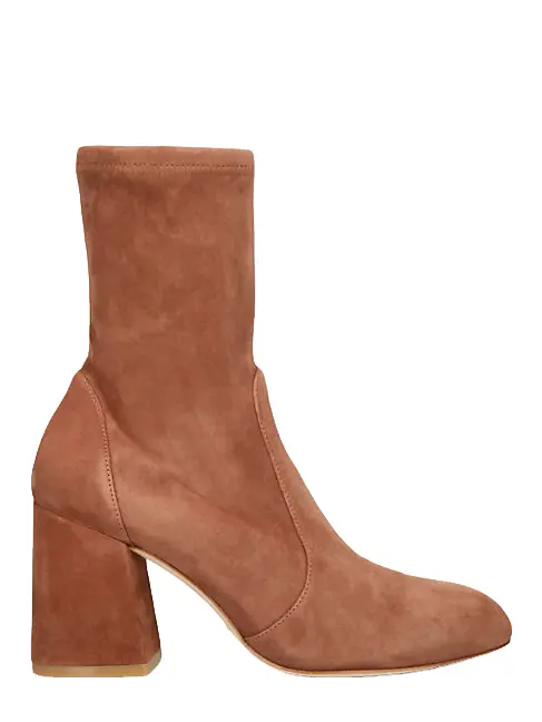 STUART WEITZMAN Flareblock 85 Suede Sock Boots - Brown