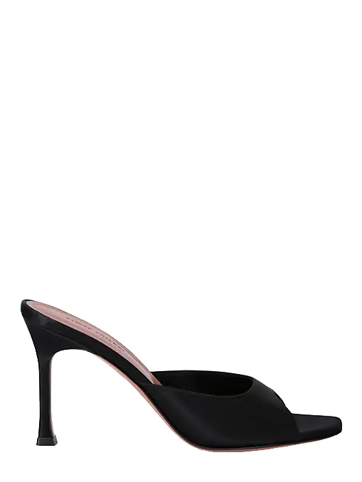 Amina Muaddi Alexa 90 Satin Heeled Mules - Black