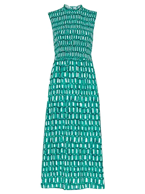 Whistles Graphic-print Shirred-front Woven Midi Dress - Multi-coloured
