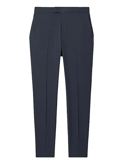 REISS Pressed-crease Straight-leg Stretch-woven Trousers - Airforce Blue