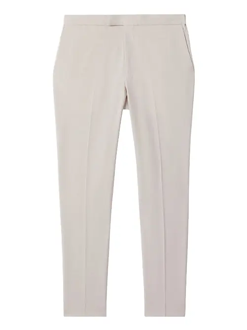 REISS Pressed-crease Stretch-woven Trousers - Stone