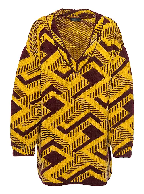 Prada Geometric-pattern Shetland Wool Jumper - Bordeaux