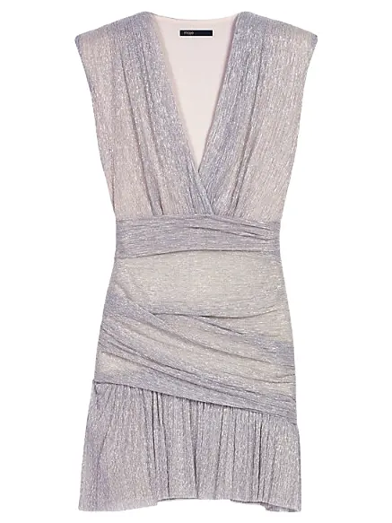 Maje Metallic Woven Mini Dress - Or