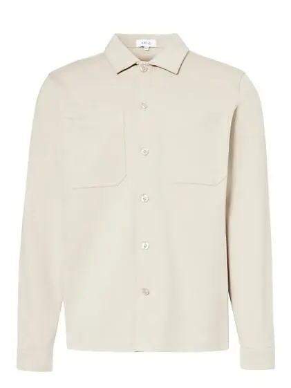 ARNE Patch-pocket Buttoned-cuff Regular-fit Cotton-blend Overshirt - Stone