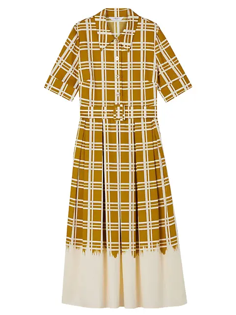 LK BENNETT Dora Belted Cotton Midi Dress - Mul-multi