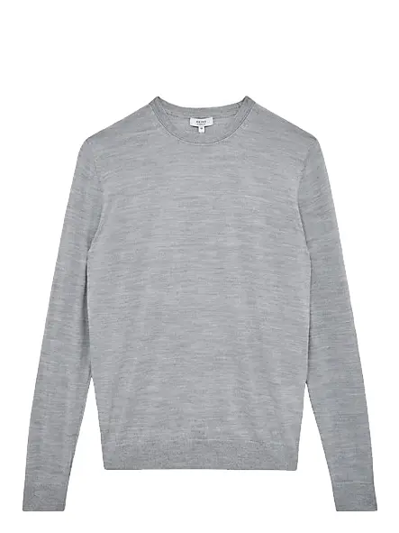 REISS Marl-pattern Wool Jumper - Soft Grey Mouli