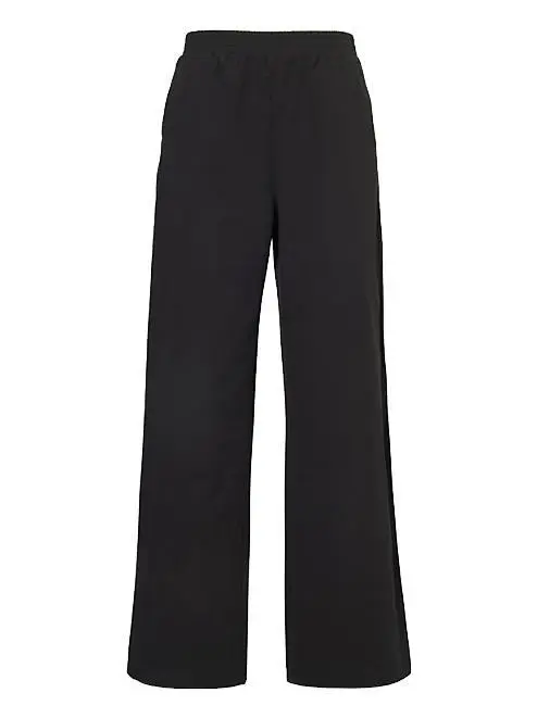 ADANOLA Wide-leg Mid-rise Cotton Trousers - Black