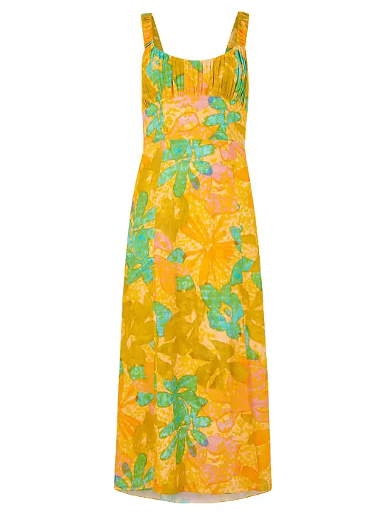 Whistles Floral-print Sweetheart-neckline Woven Midi Dress - Multi-coloured