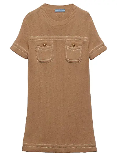 Prada Pocket-embellished Mini Dress - Neutral