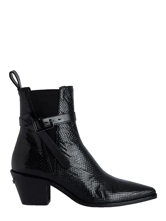 Zadig&Voltaire Tyler Python-effect Leather Ankle Boots - Noir