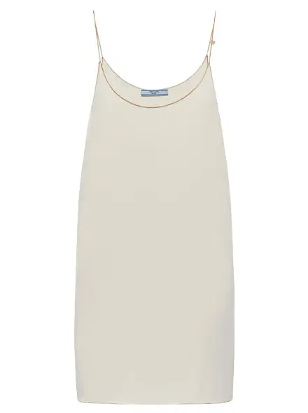 Prada Sablé Logo-charm Woven Mini Dress - Neutral