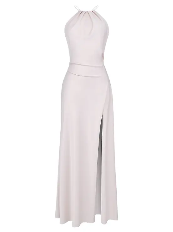 House Of Cb Halter-neck Thigh-split Maxi Dress - White