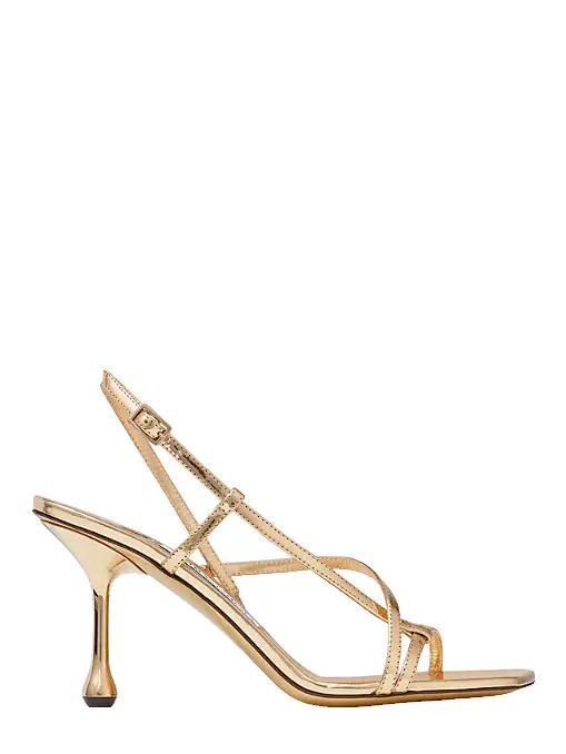 JIMMY CHOO Etana 80 Leather Heeled Sandals - Gold