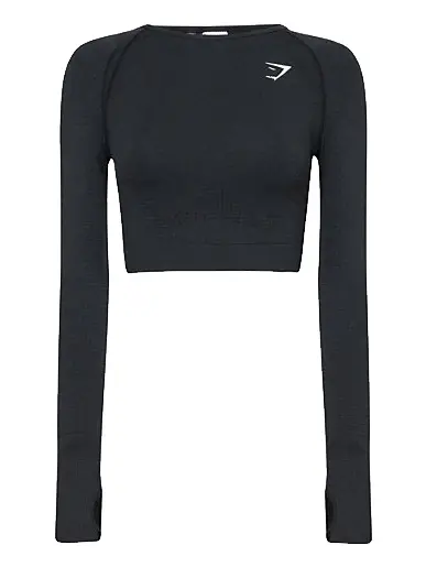 GYMSHARK Vital Seamless 2.0 Stretch-jersey Crop Top - Black Marl