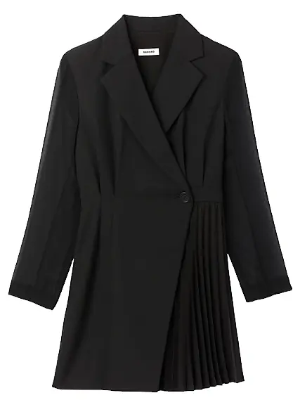 Sandro Woven And Wool-blend Mini Dress - Noir / Gris