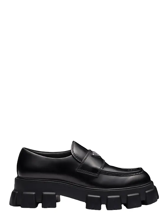 Prada Monolith Leather Loafers - Black