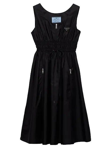 Prada Re-nylon Zip-front Polyamide Midi Dress - Black